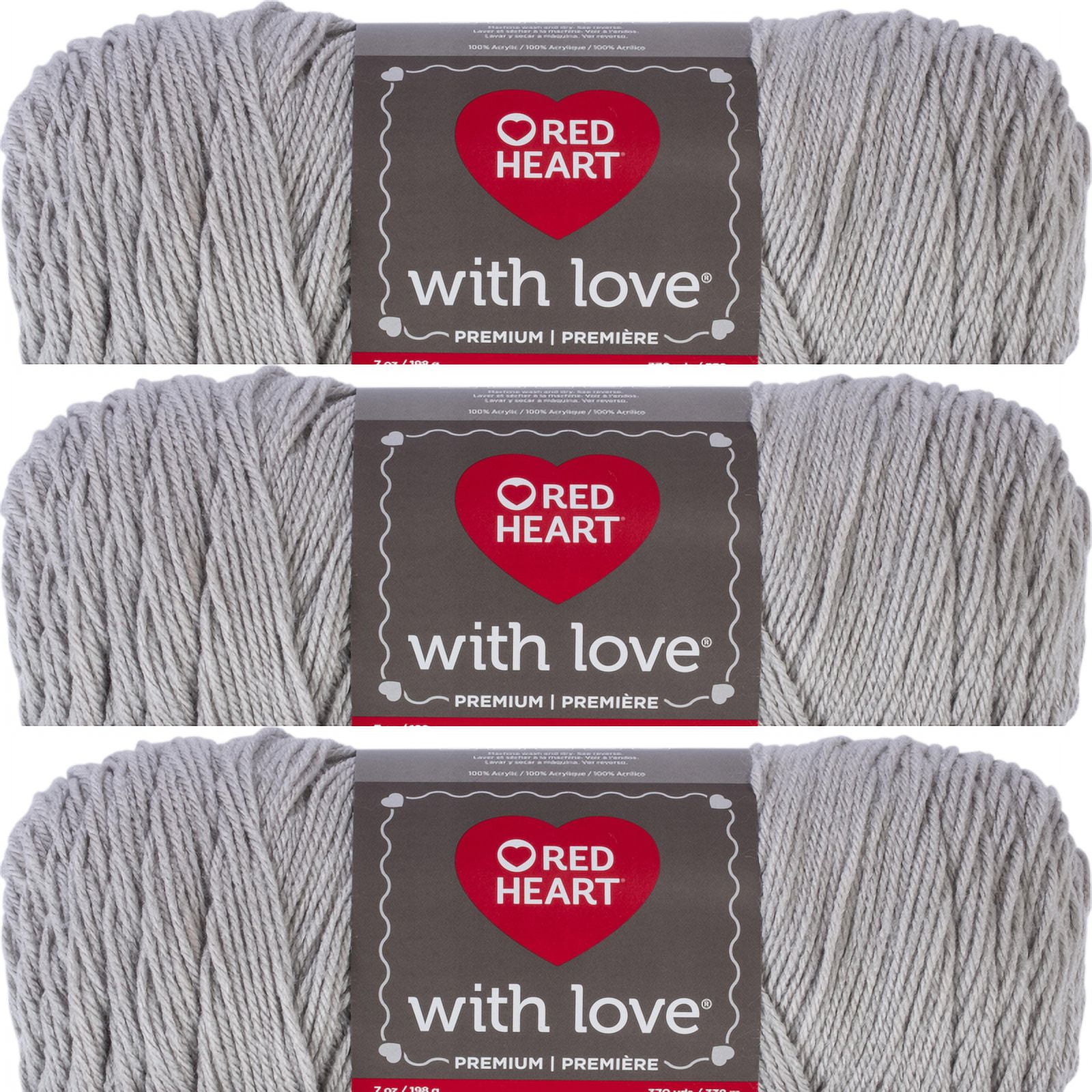Spinrite Red Heart With Love Yarn - Light Grey, 1 Pack of 3 Piece ...