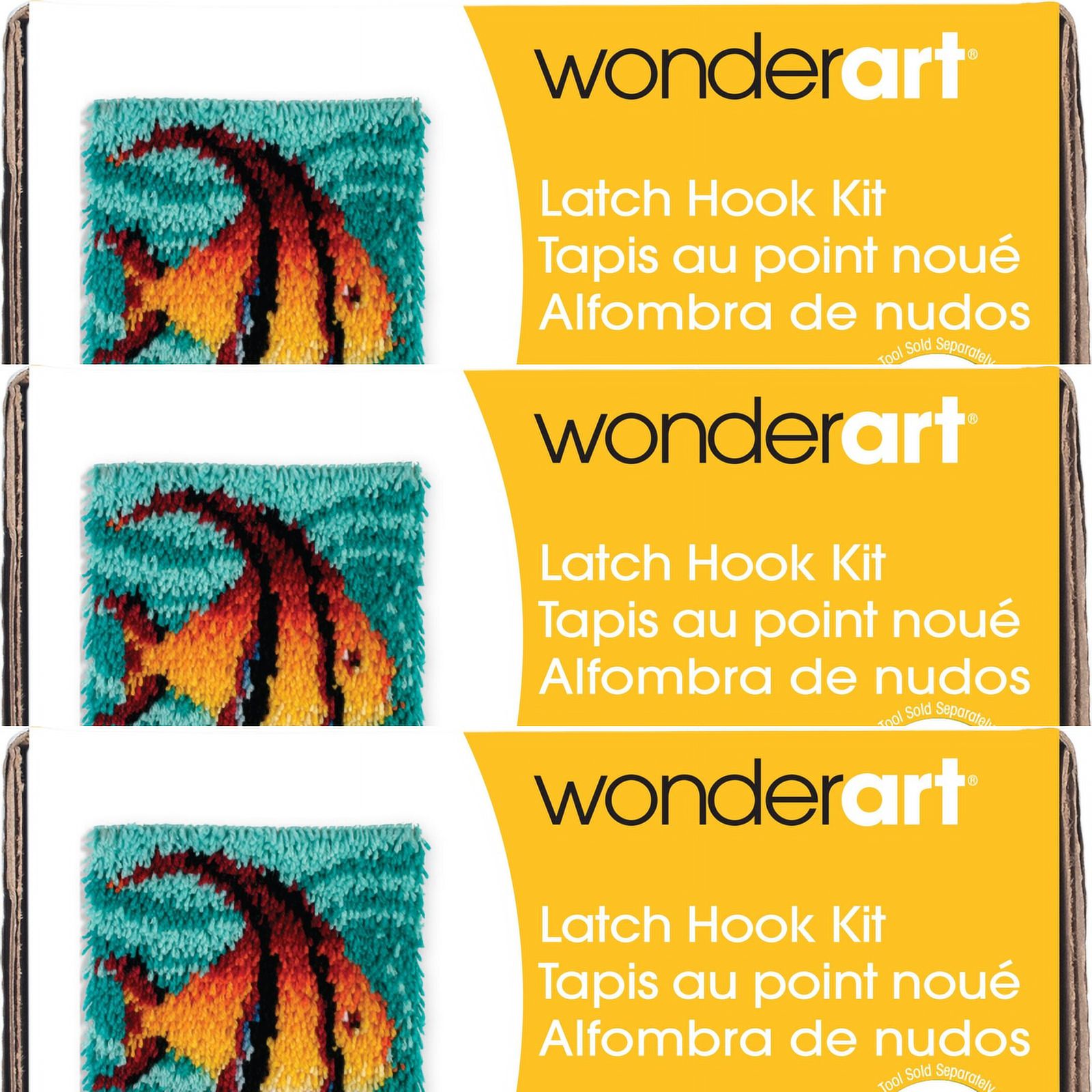 Spinrite Wonderart Latch Hook Kit 12"X12" - Angel Fish, 1 Pack of 3 ...
