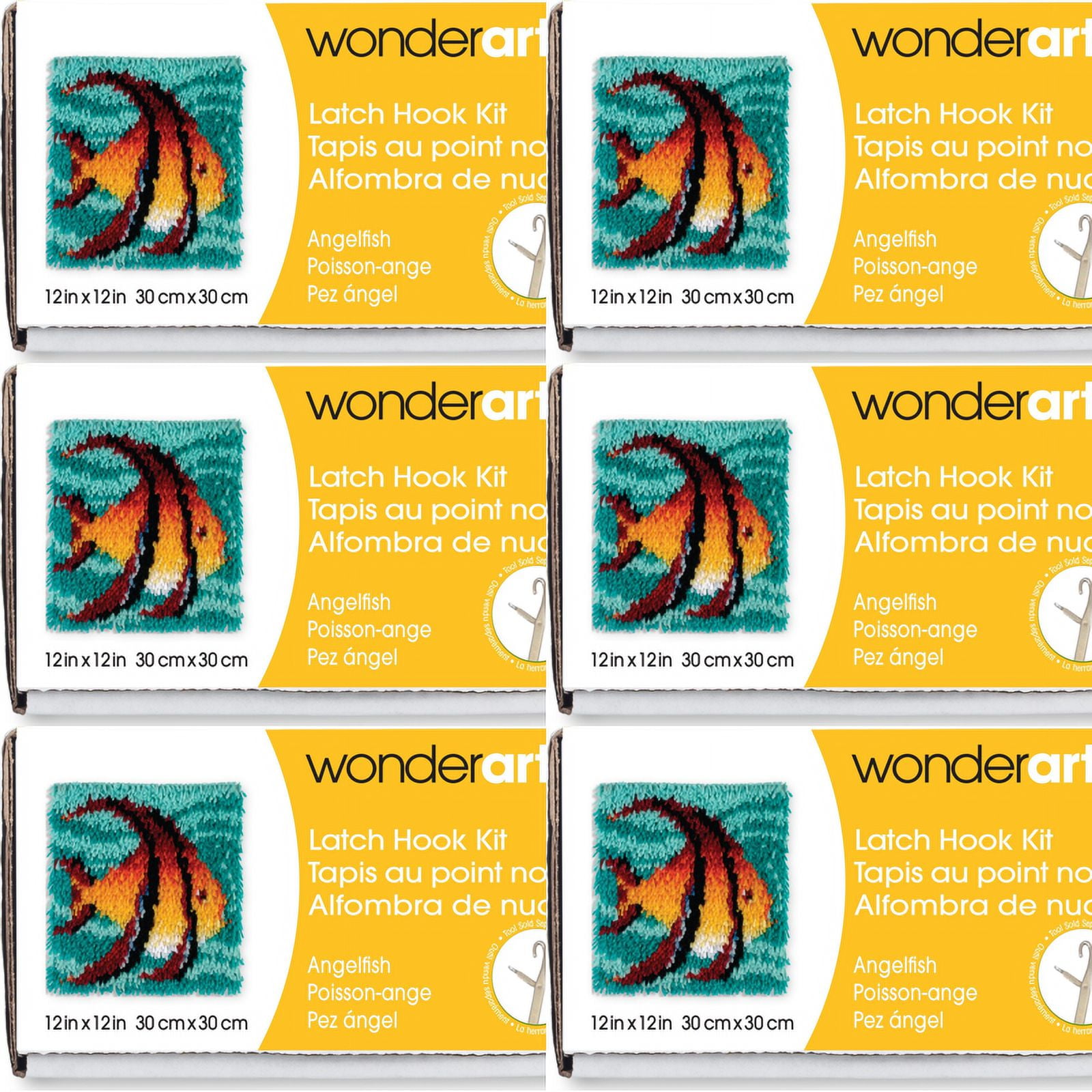 Spinrite Wonderart Latch Hook Kit 12"X12" - Angel Fish, 1 Pack of 6 ...