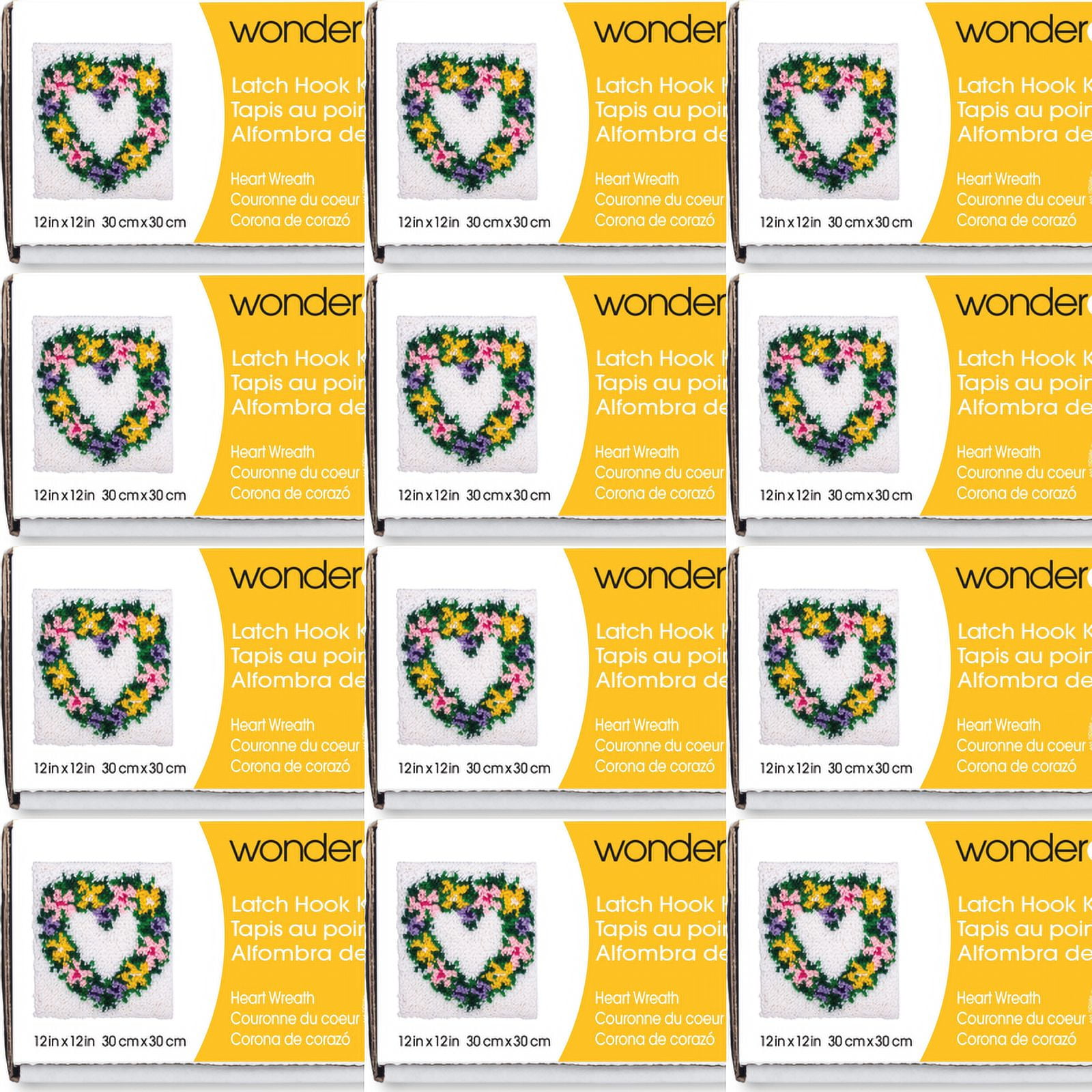 Spinrite Wonderart Latch Hook Kit 12"X12" - Heart Wreath, 1 Pack of 12 ...