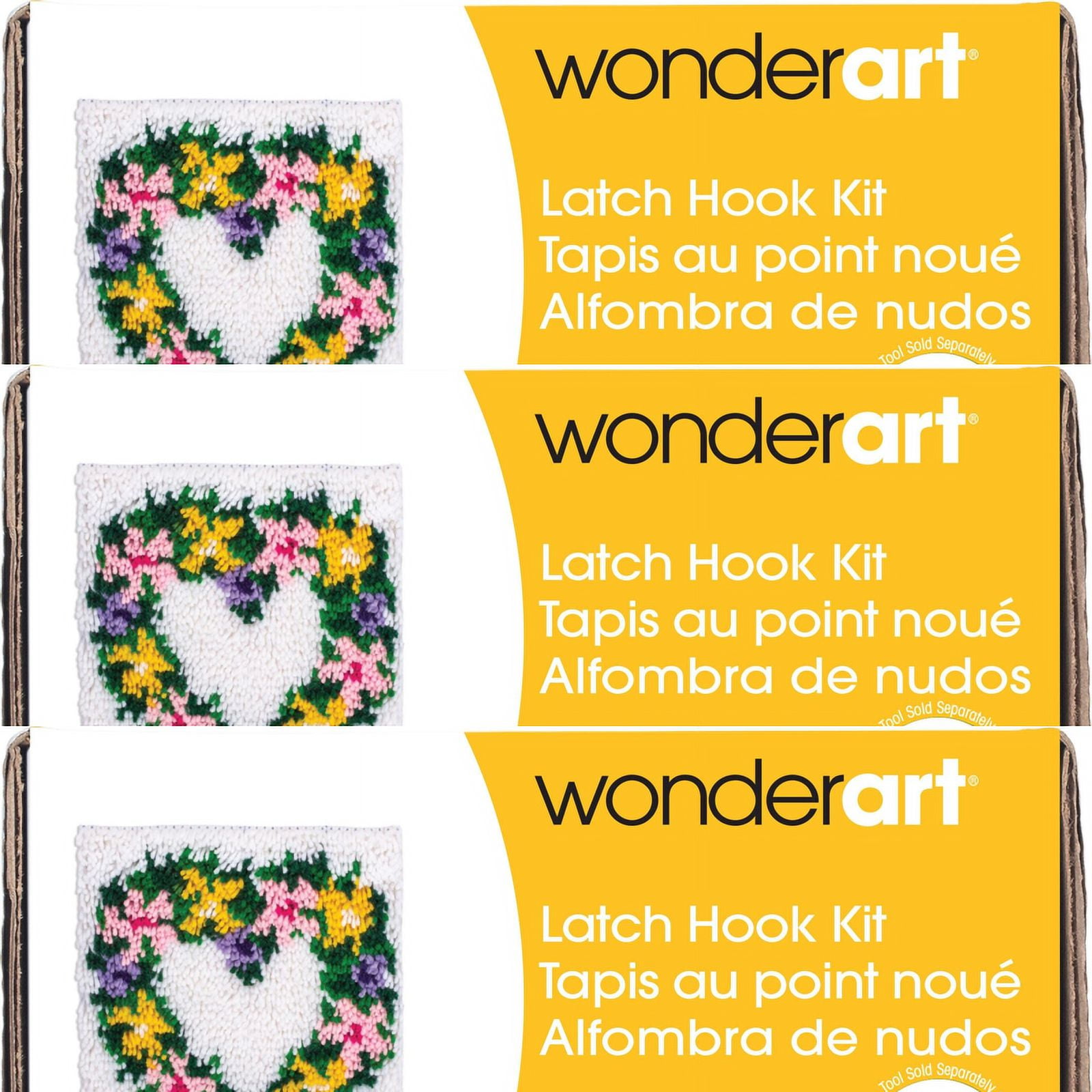 Spinrite Wonderart Latch Hook Kit 12"X12" - Heart Wreath, 1 Pack of 3 ...