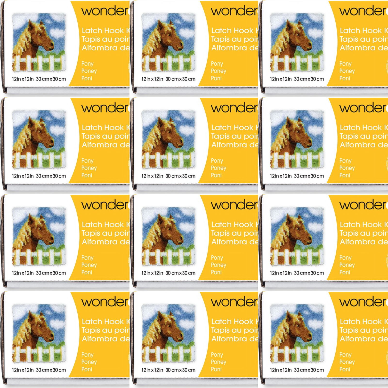 Spinrite Wonderart Latch Hook Kit 12"X12" - Pony, 1 Pack of 12 Piece ...