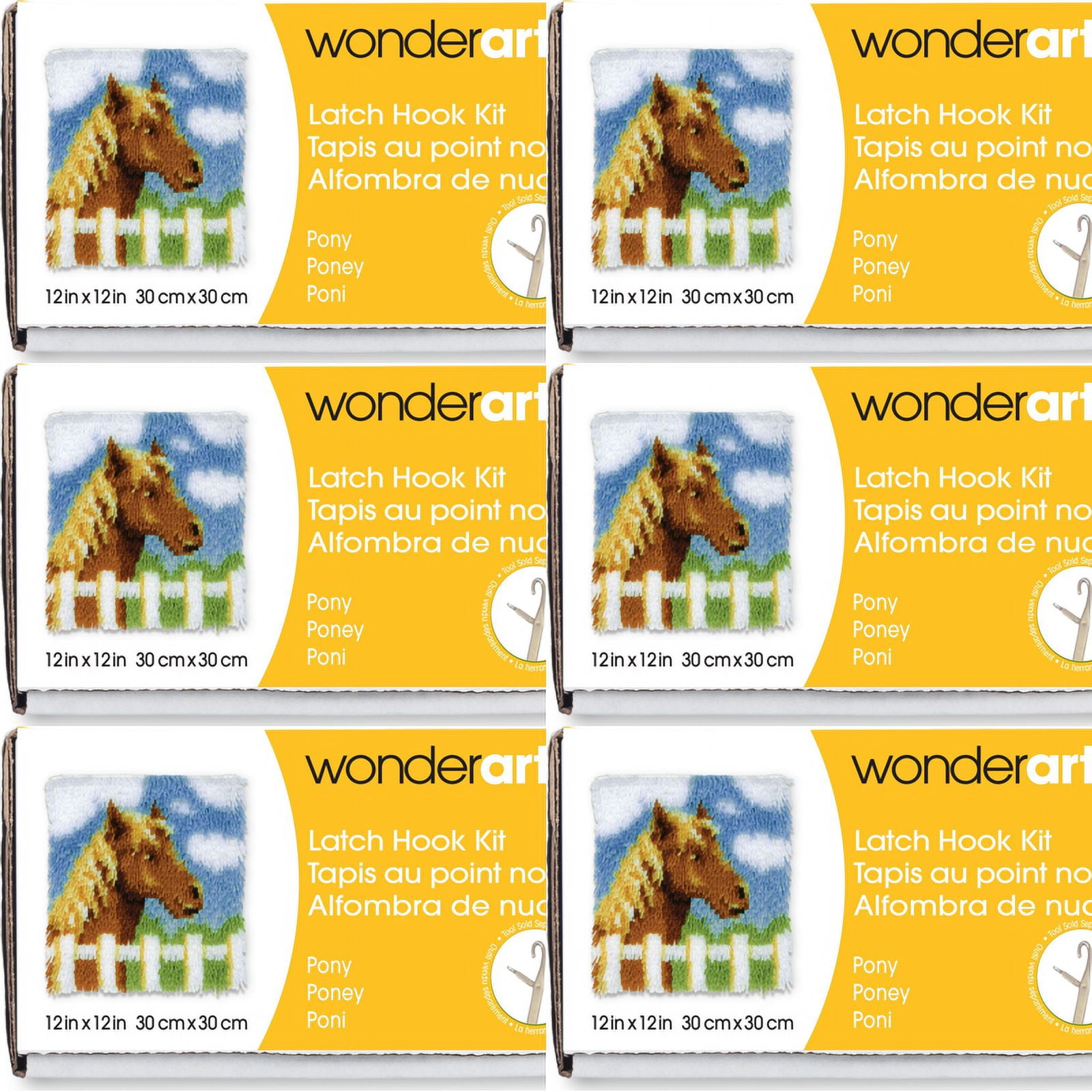 Spinrite Wonderart Latch Hook Kit 12"X12" - Pony, 1 Pack of 6 Piece ...