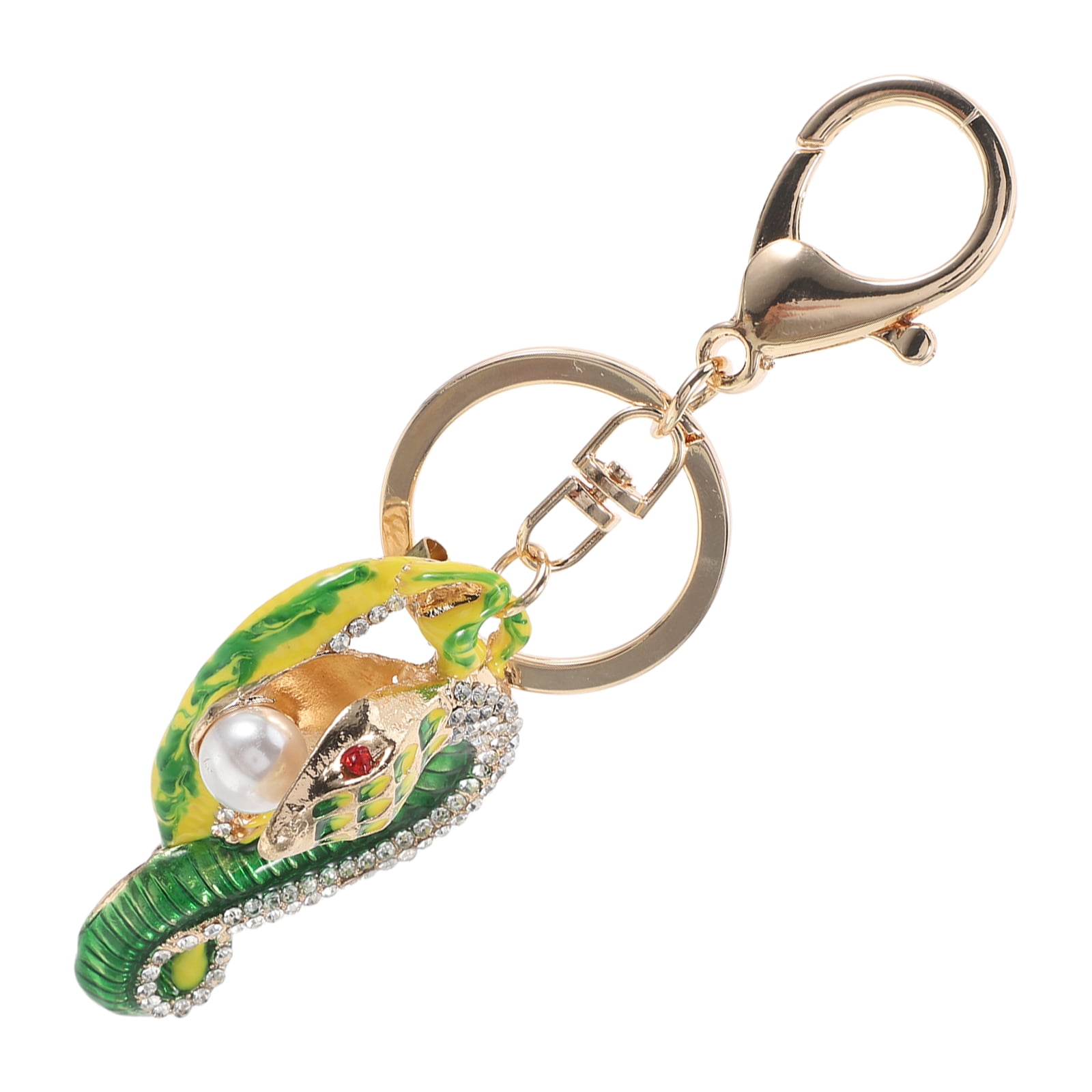 Sparkly Rhinestone Snake Keychain for Car Keys and Wallets Green Color ...