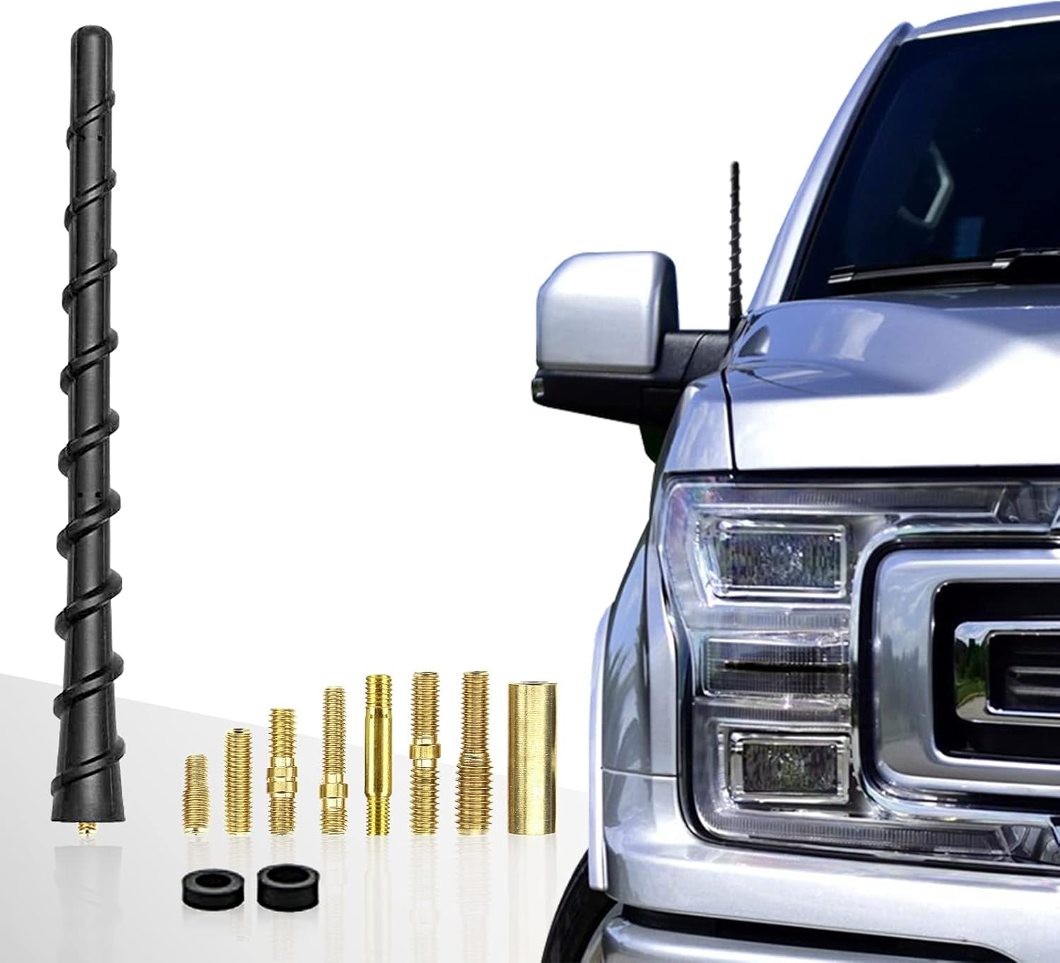 Spiral Antenna 7 Inch, Universal Antenna Toppers Waterproof PVC Rubber ...