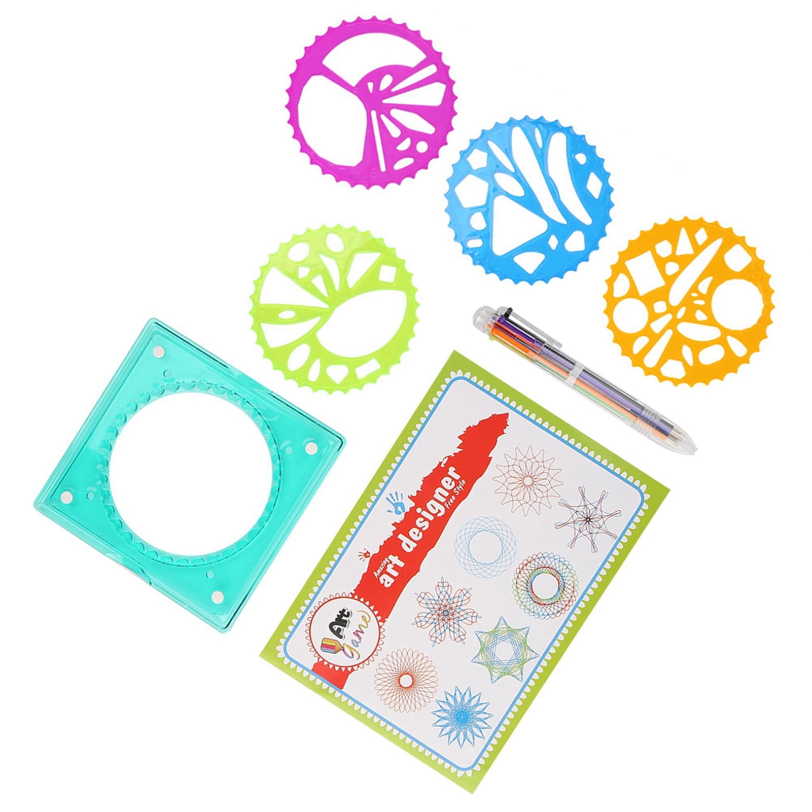 Spiral Art Gear Geometric Ruler 5 Pcs Spiral Circle Template Plastic ...