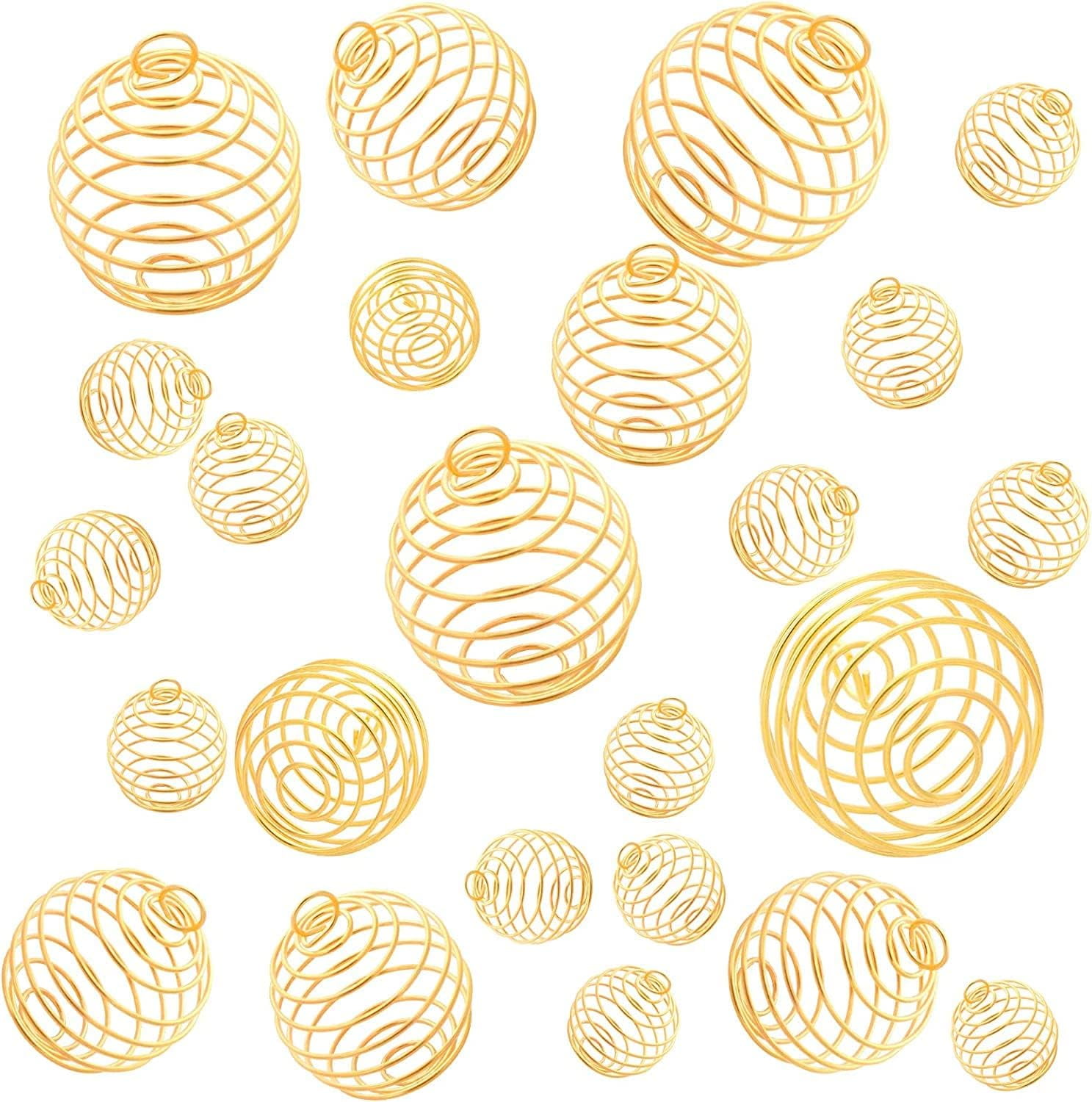 Spiral Bead Cages Pendants, 30 Pcs Spiral Bead Cages Pendants, Plated ...