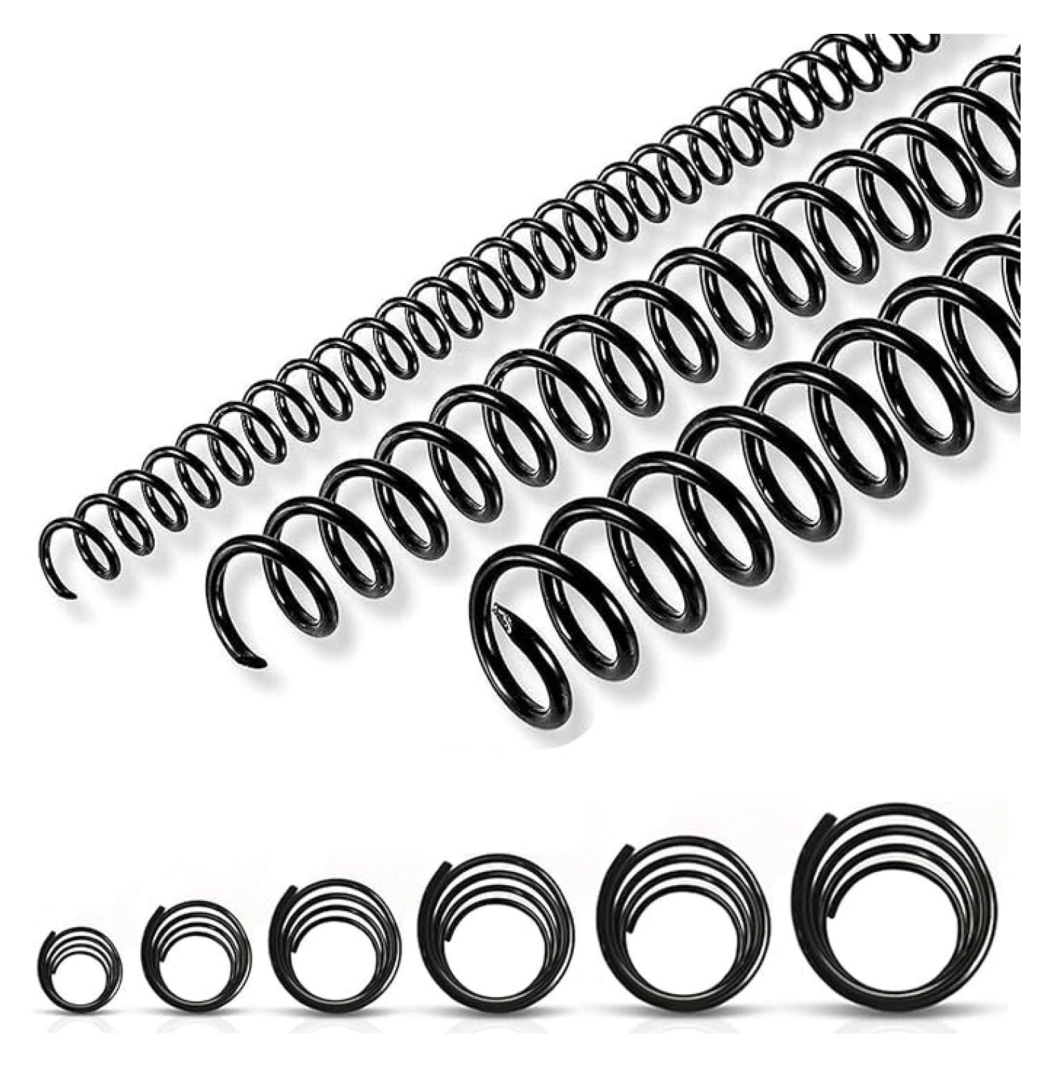 Spiral Binding Coils 150 Pack, 4:1 Pitch Plastic Coils - 6 Sizes (1/4 ...
