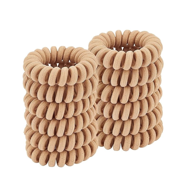 Spiral Black Cloth Hair Ties for Thick, Ponytail Holders (12 Pcs), No ...