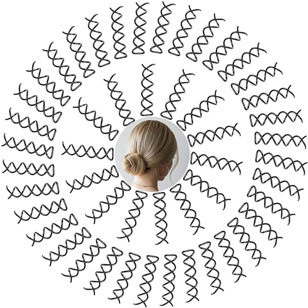 Casewin 40 PCS Black Spiral Bobby Hair Pins, Metal Curl Hair Clip for ...