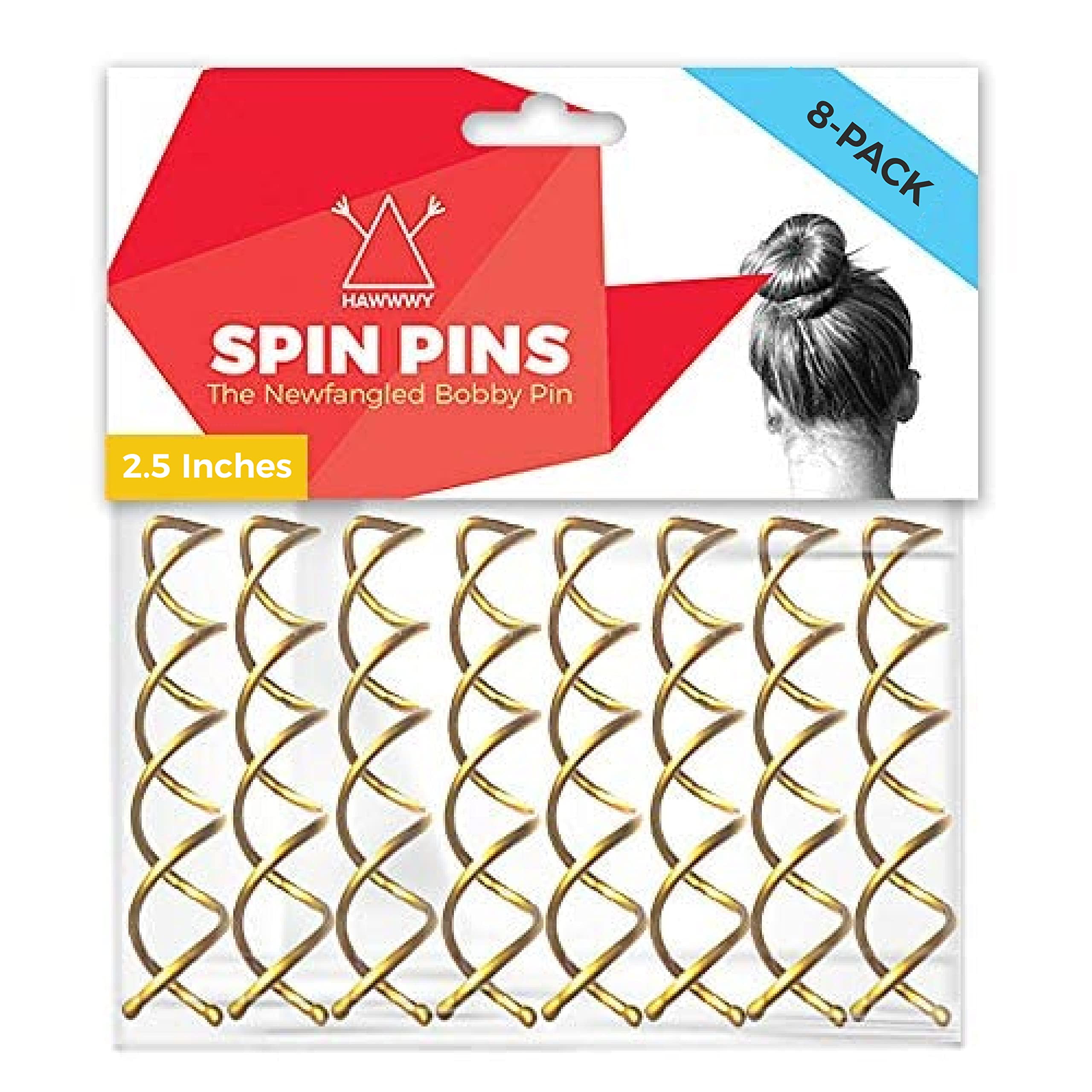 HAWWWY Gold Spiral Hair Pins - 8 Pack of 2.5 Inch Bobby Pins for Buns ...