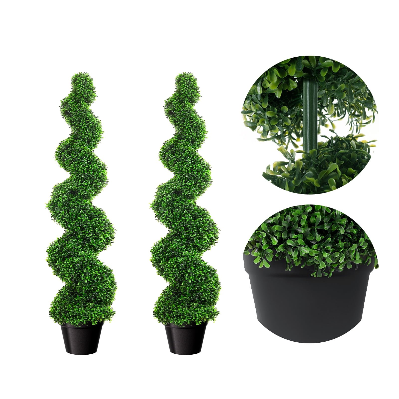 Spiral Boxwood Topiary 3' Two Pack, Reinforced Frame, Odorless ...