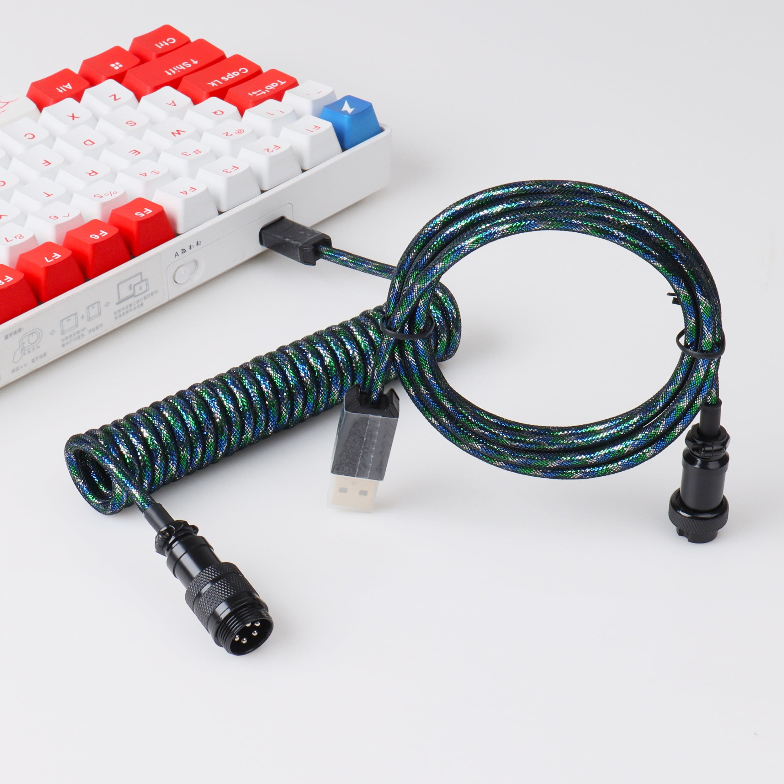 Spiral Cable Clock Spring Mechanical Keyboard Cable USB Charging Type C ...