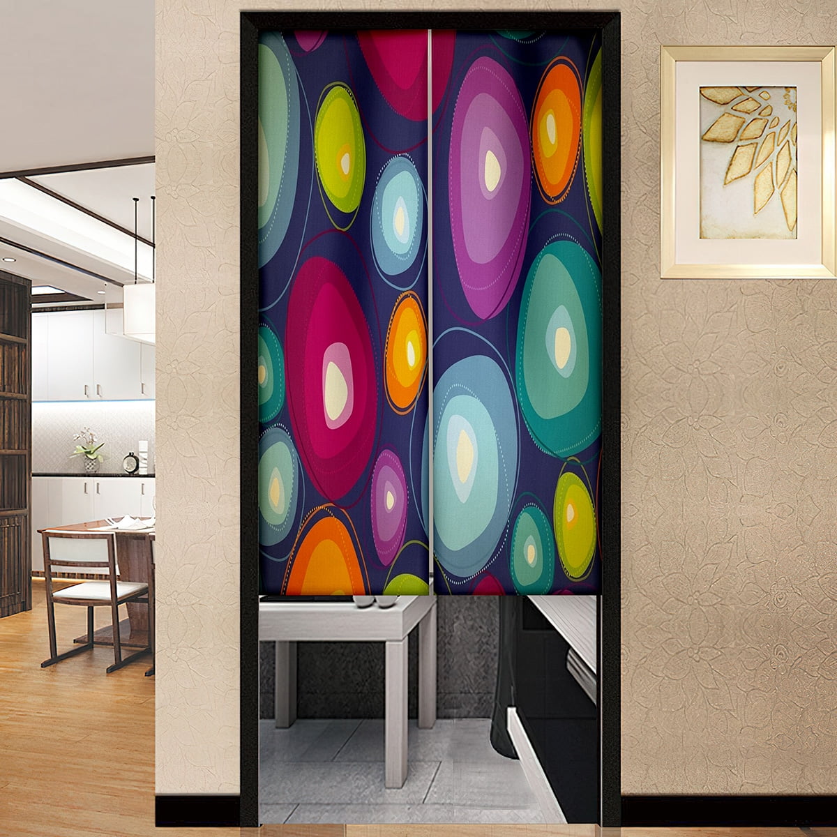 Spiral Circle Swirls Color Linen Door Curtain Kitchen Toilet Partition ...