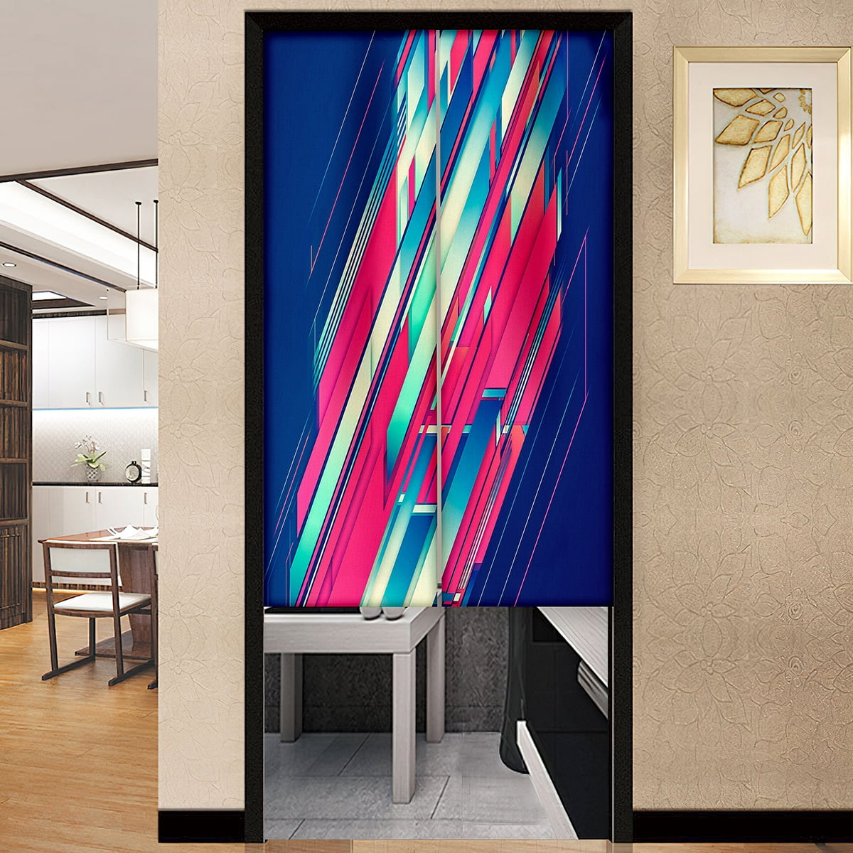 Spiral Circle Swirls Color Linen Door Curtain Kitchen Toilet Partition ...