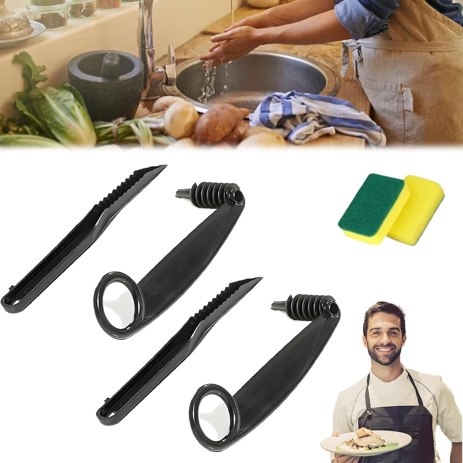 Spiral Cutter V Knife, 2-in-1 Kitchen Spiral and V-Shaped Tools for ...