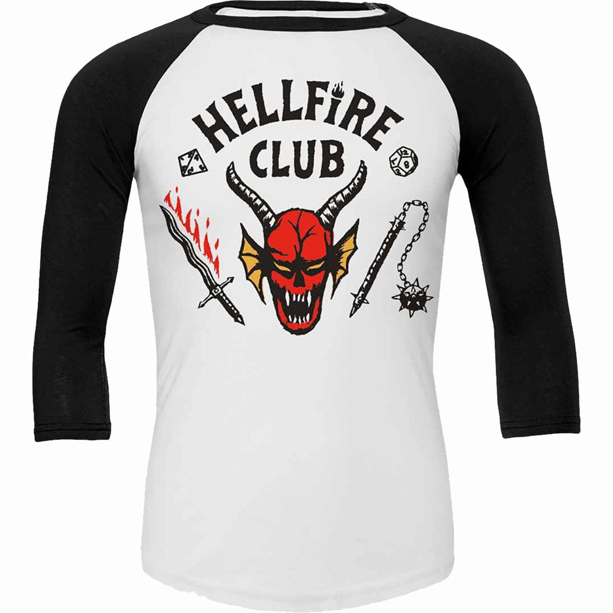 Spiral Direct Gothic STRANGER THINGS 4 - HELLFIRE CLUB CREST - Raglan ...