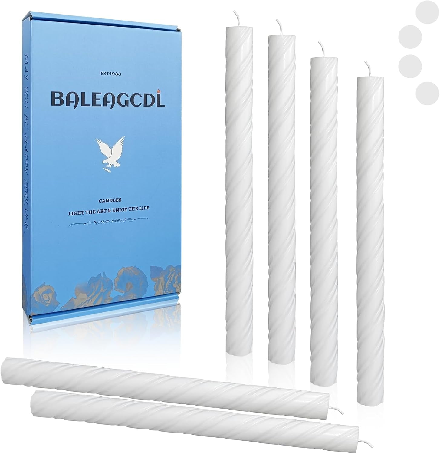Spiral Dripless Long Taper Candles, White Unscented Ribbed Candlesticks ...