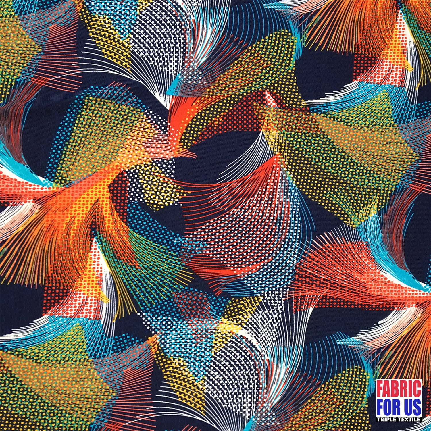 Spiral Fan Multi-Color Stretch Poly-Spandex Print Fabric 58" Wide By ...
