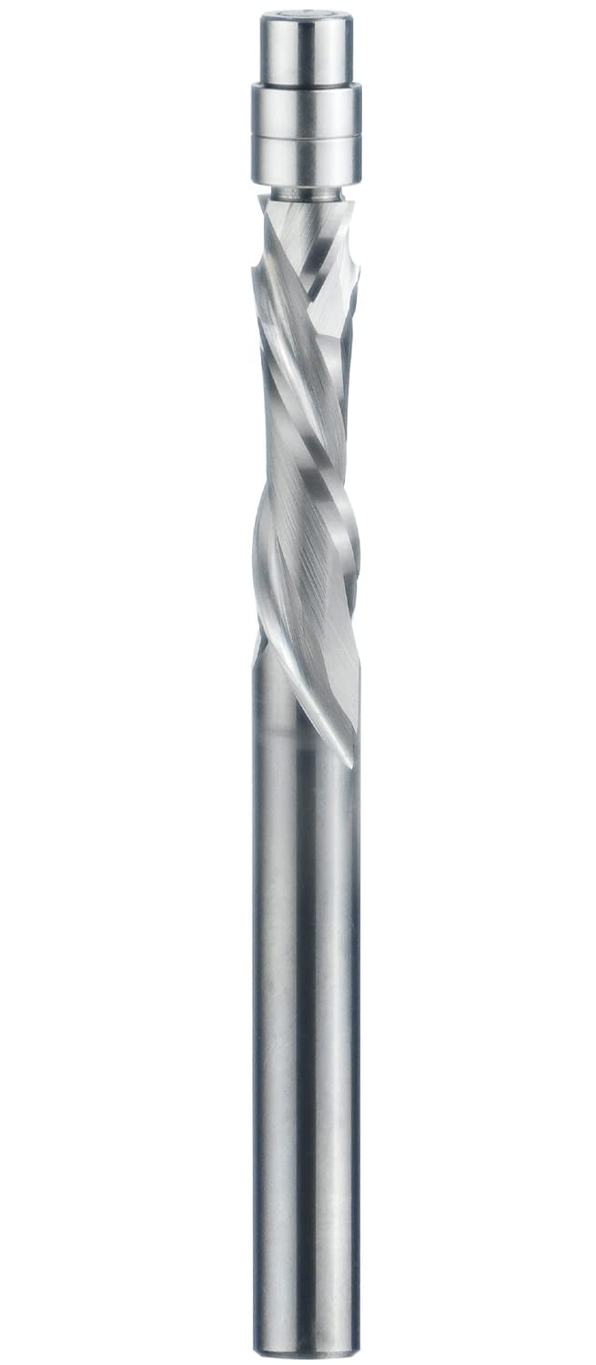 Spiral Flush-Trim Router Bit, 1/4 Inch Shank 2 Flute Solid Carbide CNC ...