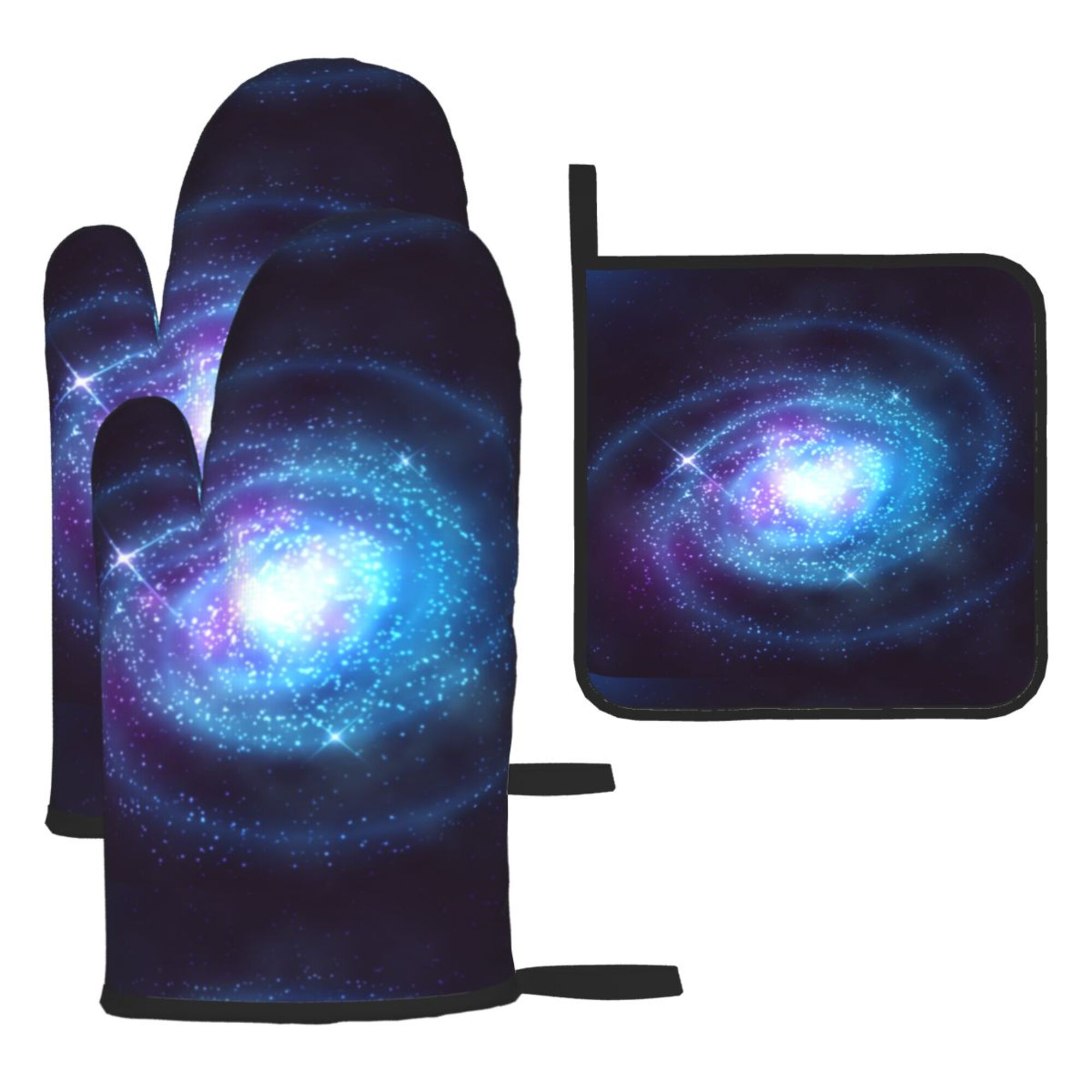 Spiral Galaxy in space with a starry blue sky Oven Gloves, Pot Clamp ...