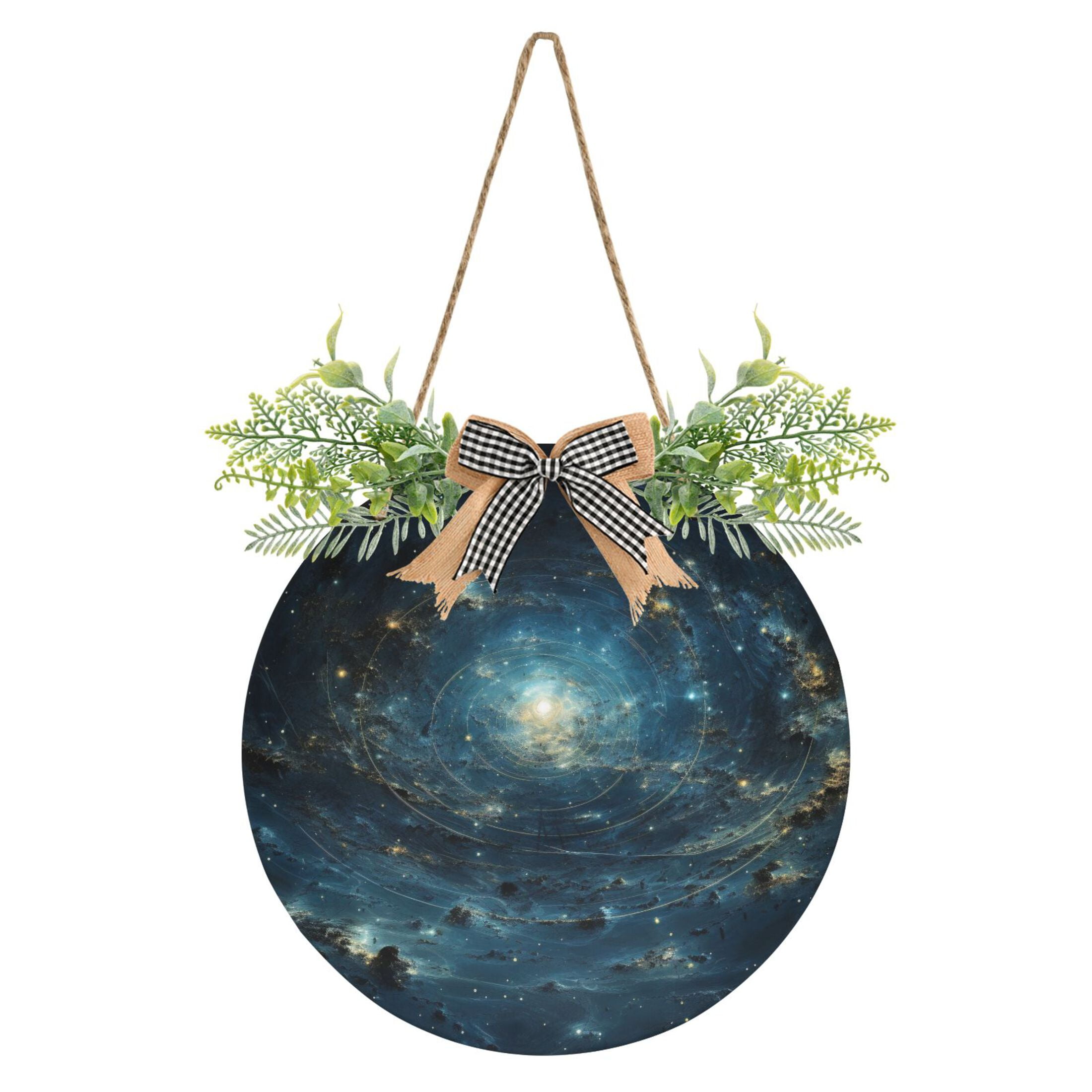 Spiral Galaxy with Stars and Nebulae Welcome Front Door Sign Round 12 ...