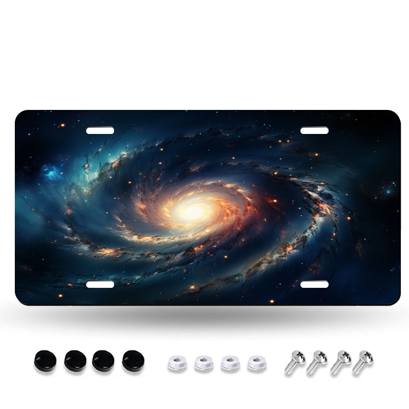 Spiral Galaxy with a Bright Core and Nebulae License Plate Frame ...