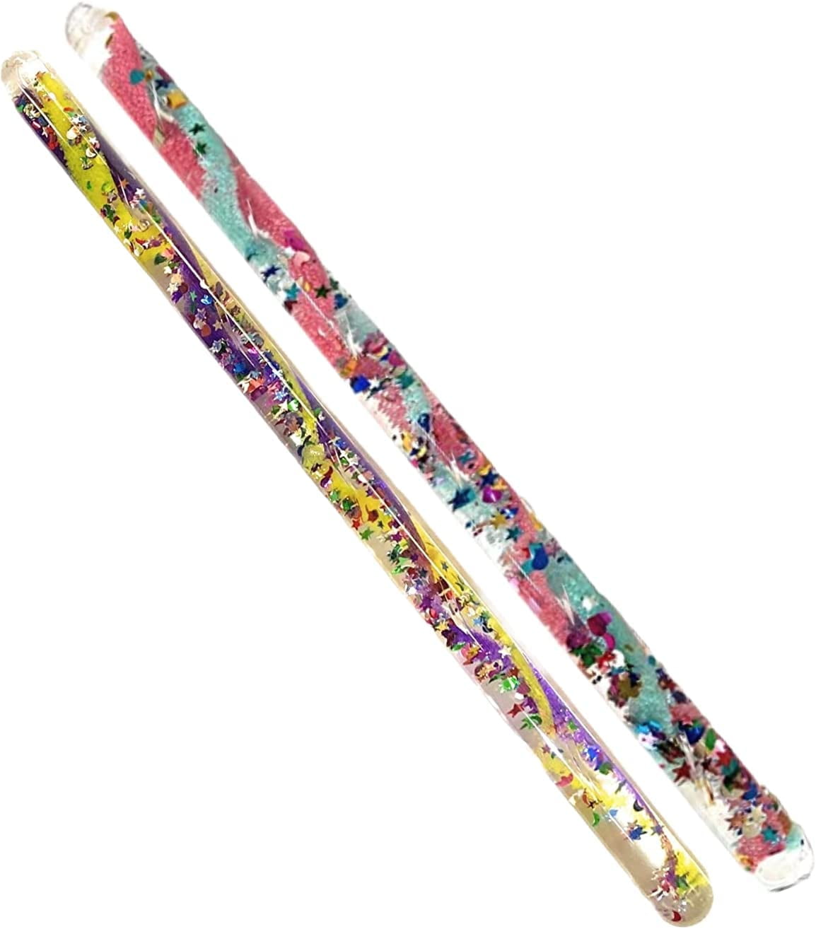 Spiral Glitter Wand Hand Fidget Wonder Tube 2 Wands (Purple/Yellow ...