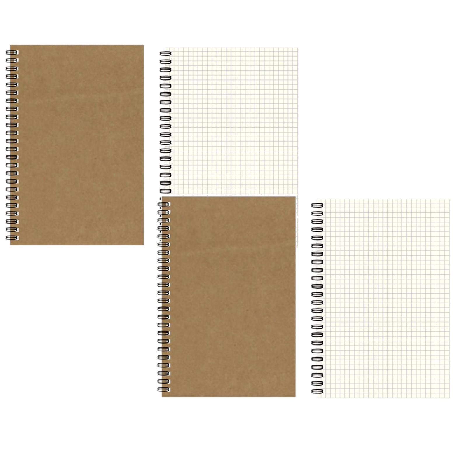 Spiral Grid Notebook, 2 Pcs Kraft Notebooks Bulk, Spiral Notebooks ...