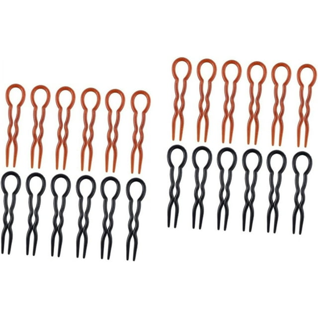 Spiral Hair Pin 24 pcs U Spiral Simple & Coffee Fast Bun Girls Ladies ...