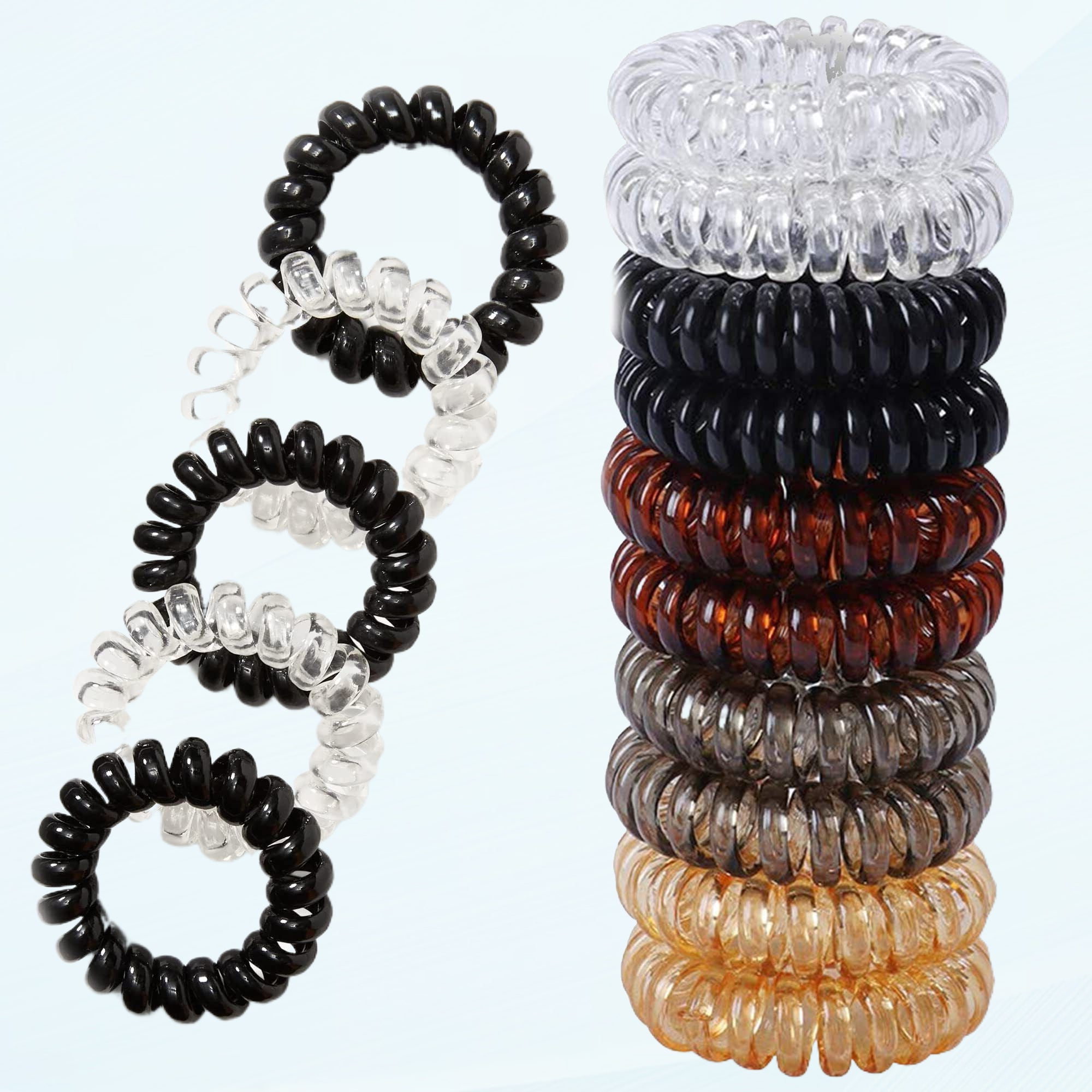 Spiral Hair Tie [Pack of 10] No Belt Strong Elastic Coil Hair Tie ...