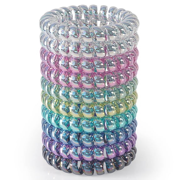 Spiral Hair Ties, 10 Pcs Traceless Phone Cord Hair Ties Plastic Coil ...