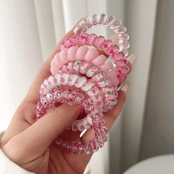 Spiral Hair Ties 6pcs Assorted Traceless Spiral Hair Ties, Cute Plastic ...