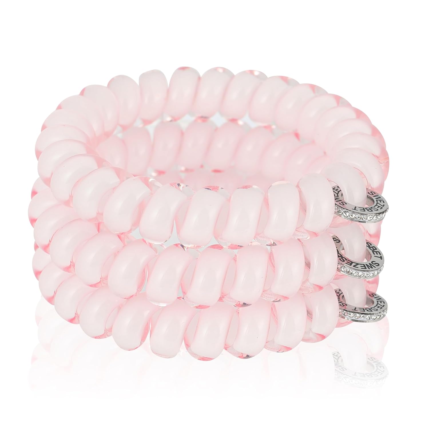 Spiral Hair Ties with Rhinestone Metal Ring, No Damage and No Crease ...