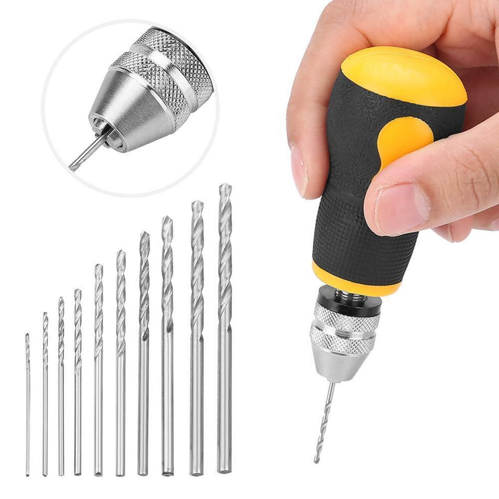 Spiral Hand Drill Semi Automatic Pin Vise Keyless Chuck Manual Drilling Hole Set Hand Drills ...
