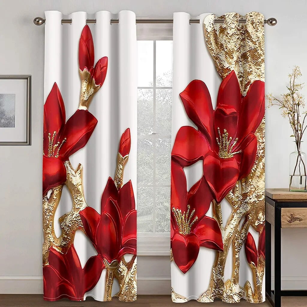 Spiral Illusion Modern Luxury Light Filtering Drapes Flower Theme ...
