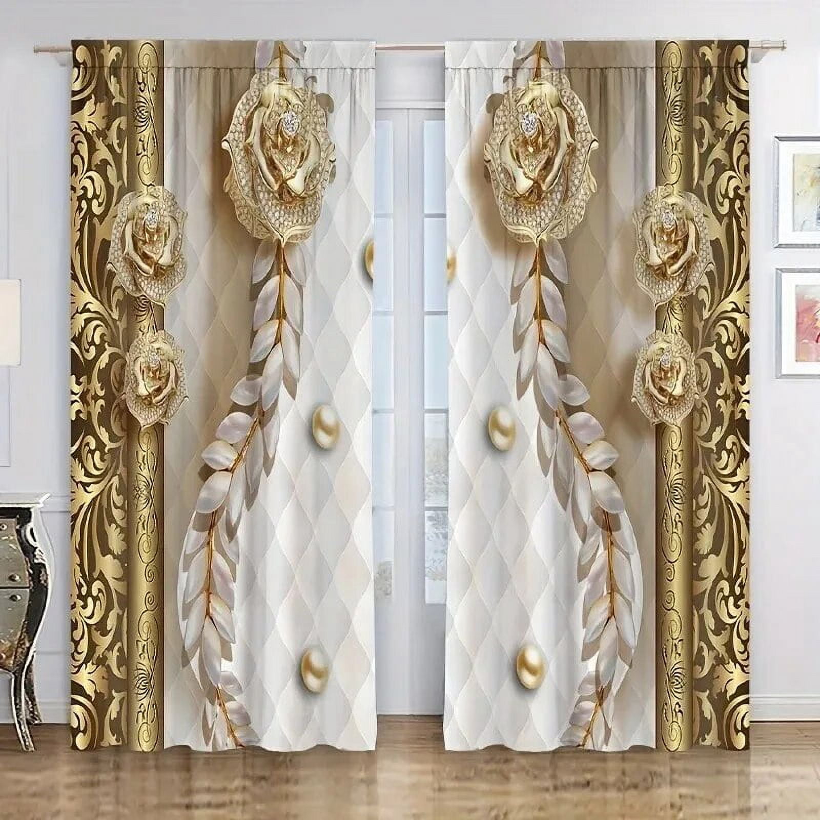 Spiral Illusion Modern Luxury Light Filtering Drapes Flower Theme ...