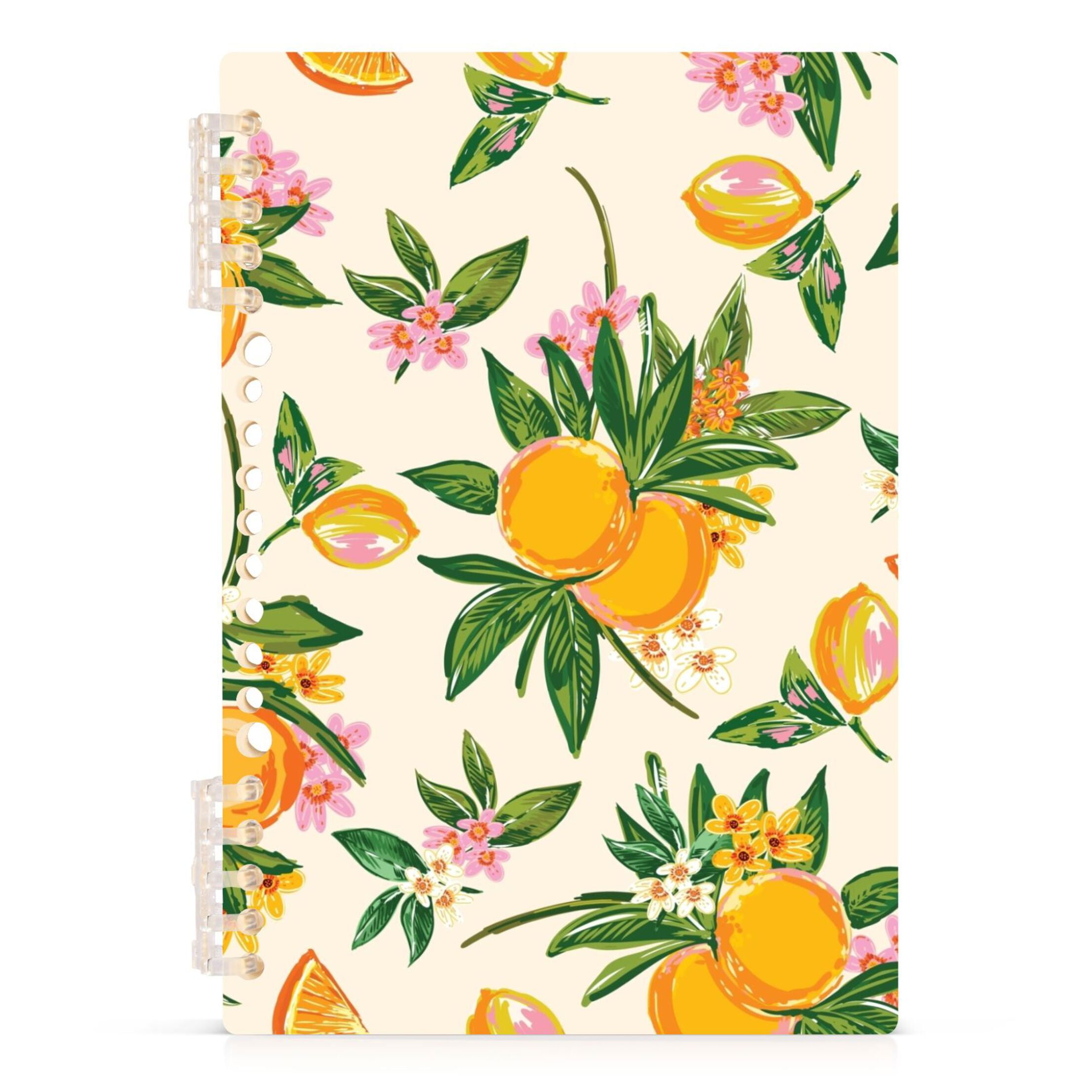 Spiral Journal Notebook Lemon with Floral Spring College Ruled Notebook ...