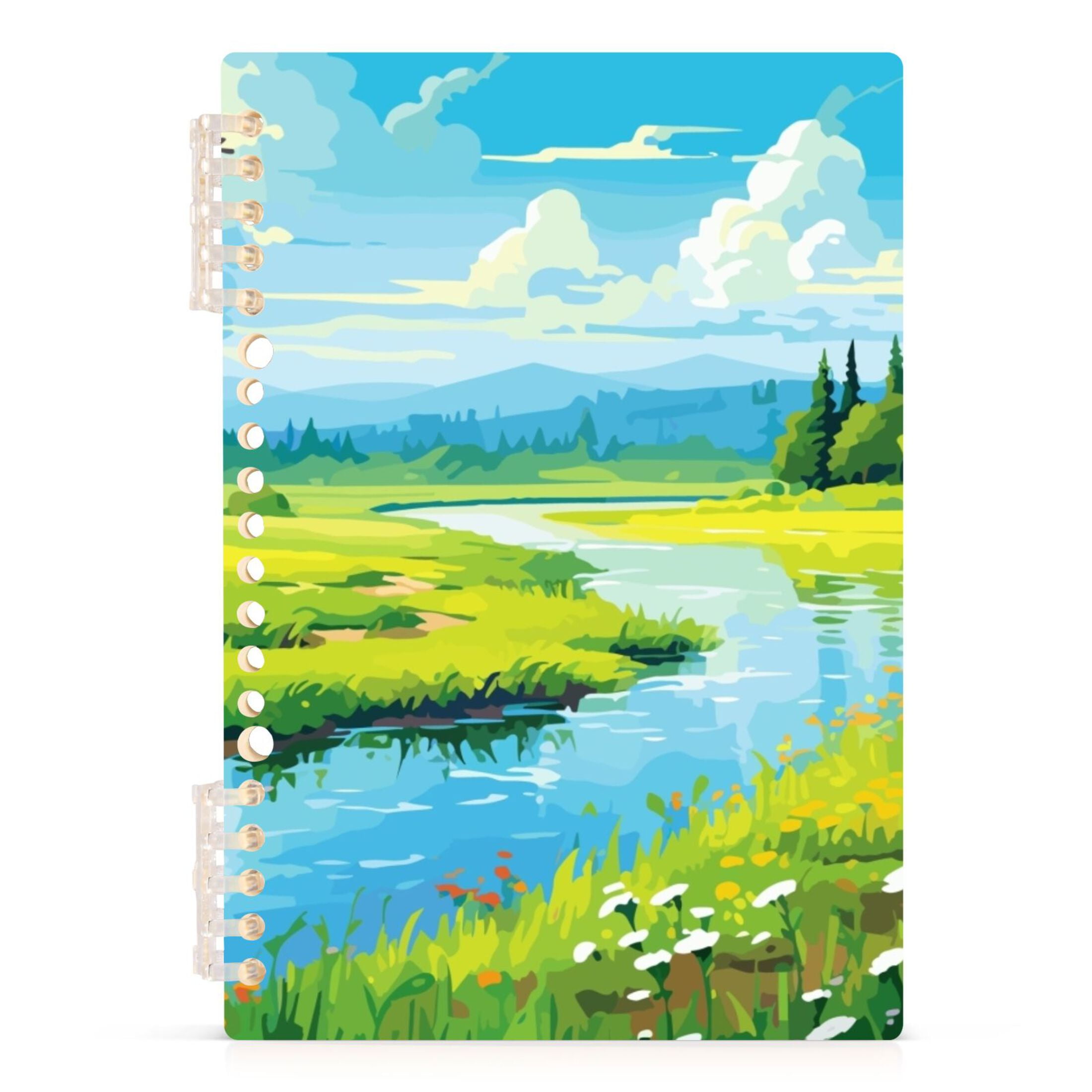 Spiral Journal Notebook Summer Landscape Green College Ruled Notebook 8 ...