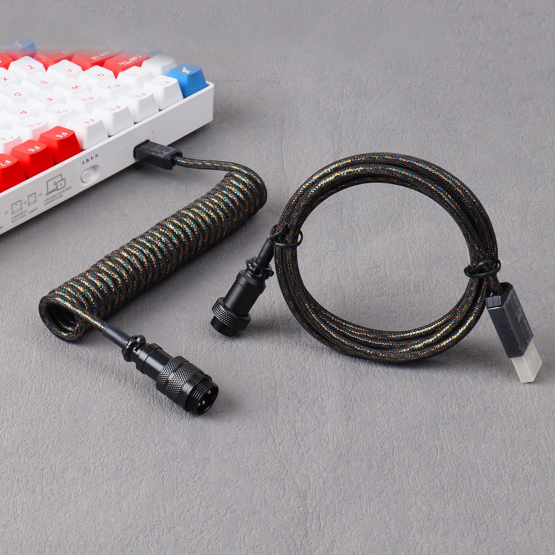 Spiral Mechanical Gaming Keyboard Usb C Colorful Coil Cable Aviator ...