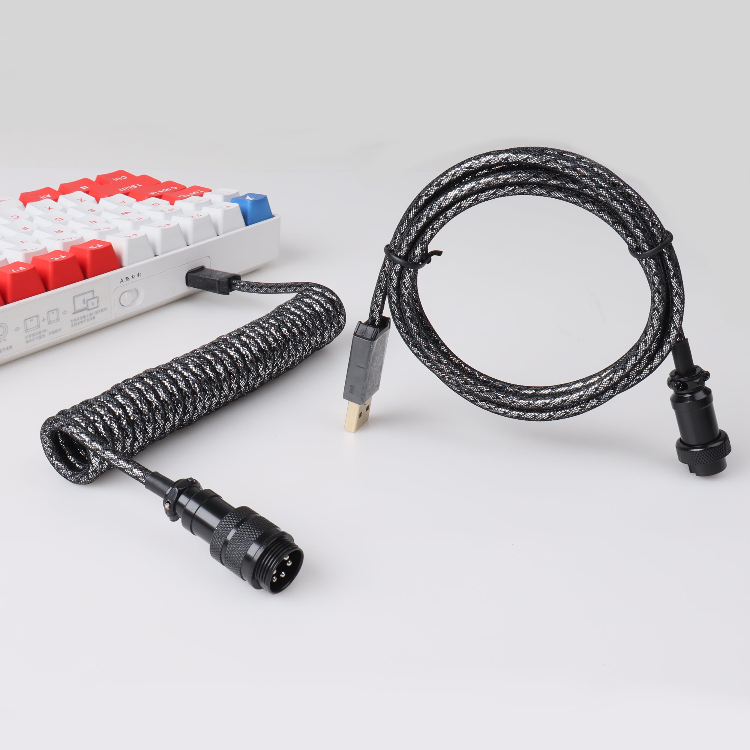 Spiral Mechanical Gaming Keyboard Usb C Colorful Coil Cable Aviator ...