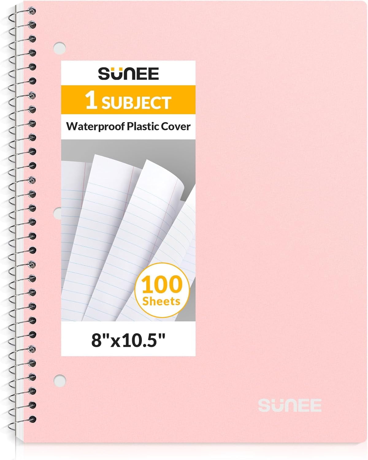 Spiral Notebook, 1-Subject, College Ruled Paper, 8" x 10-1/2", 100 ...