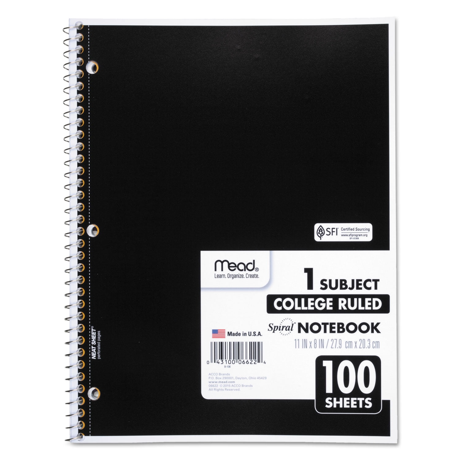 Mead Double-Sided College Ruled Spiral Notebook, 1 Subject, Assorted ...