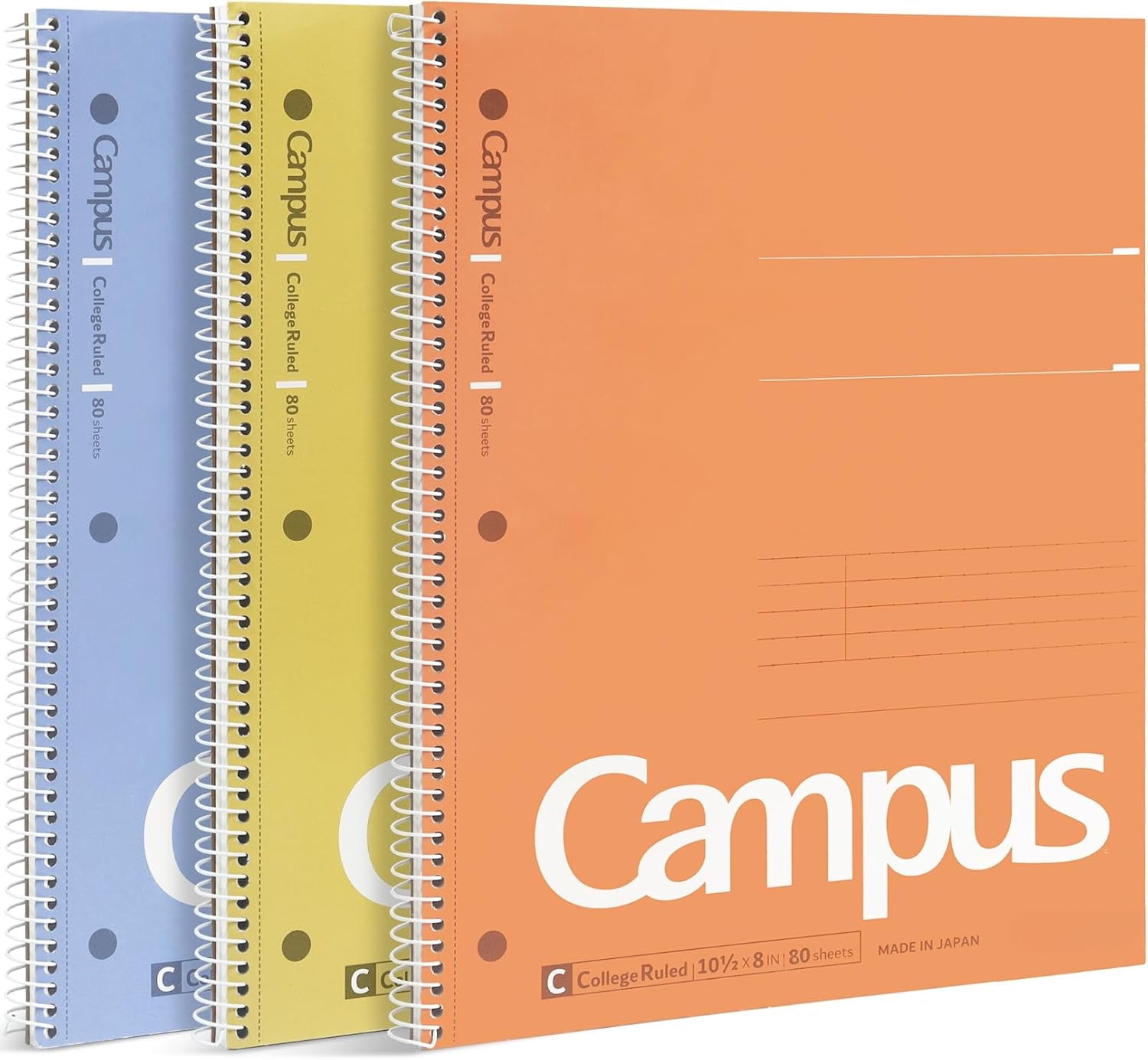 Spiral Notebook, 3 Pack Campus 10-1/2" x 8" Subject Notebooks with ...