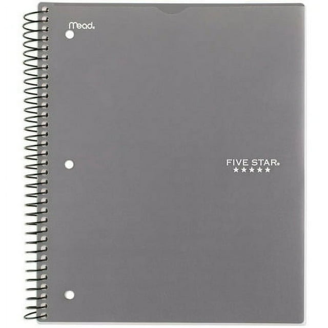 Spiral Notebook 3 Subject Wide Ruled Customizable Gray - Five Star ...
