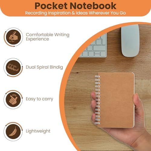 Spiral Notebook, 5 Pack Small Pocket Size Notebooks for Writing Drawing ...