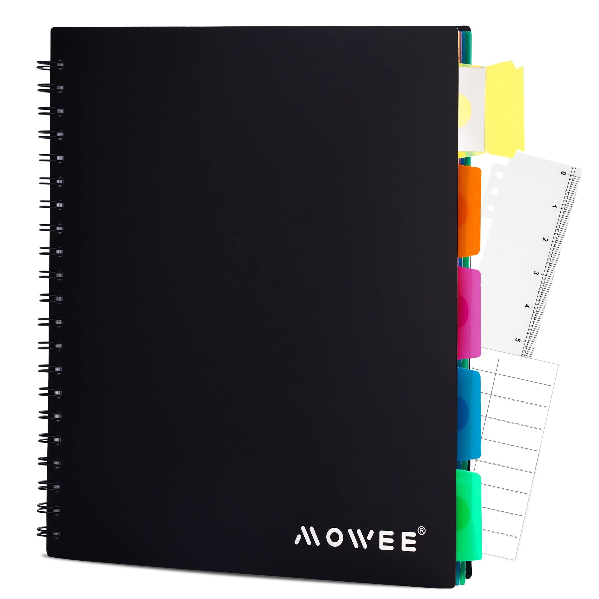 Spiral Notebook 5 Subject, College Ruled with Dividers and Pockets, 200 ...