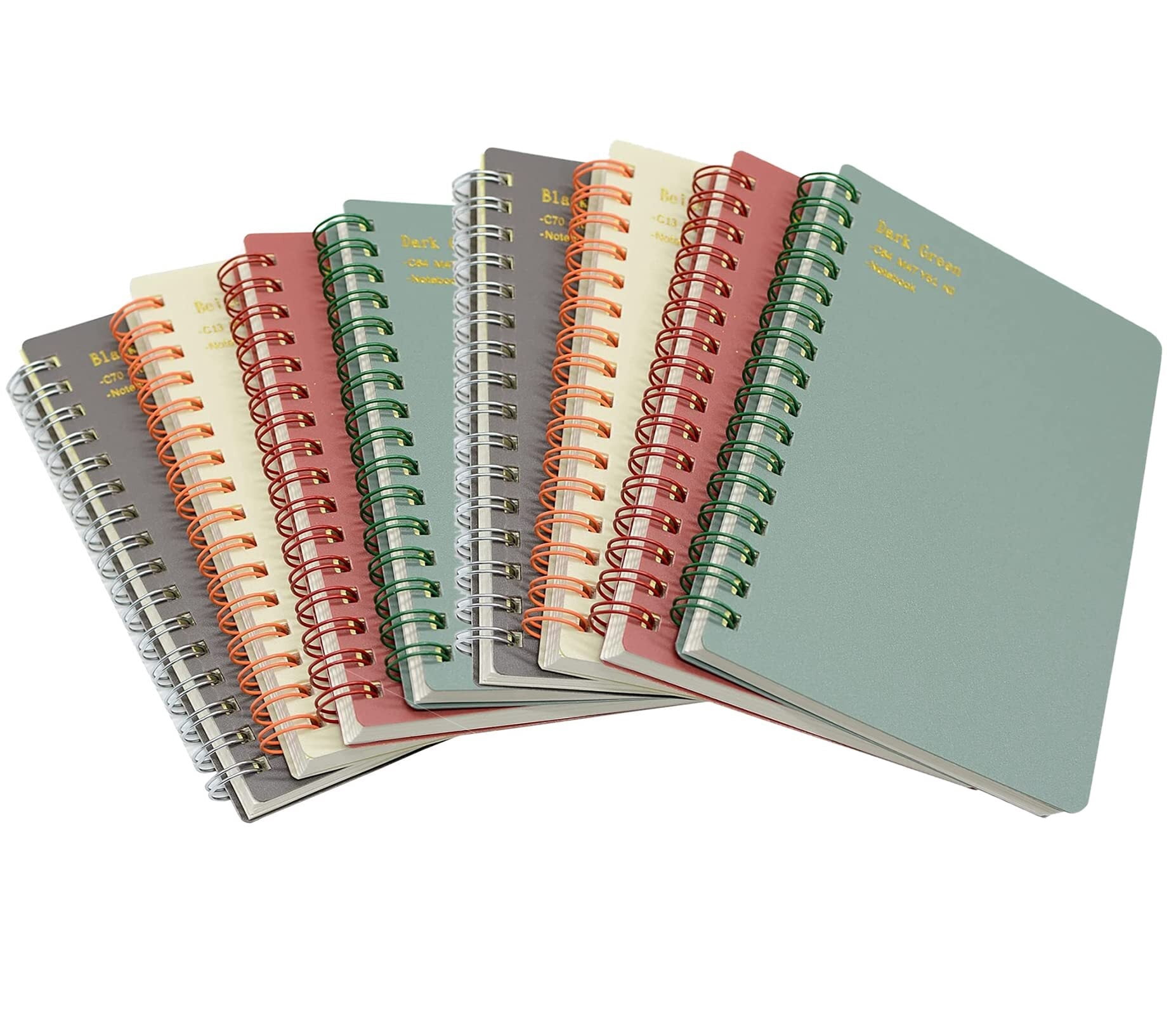 Spiral Notebook, 8 Pcs 4 Color A6 Size Thick Plastic Hardcover 7mm ...