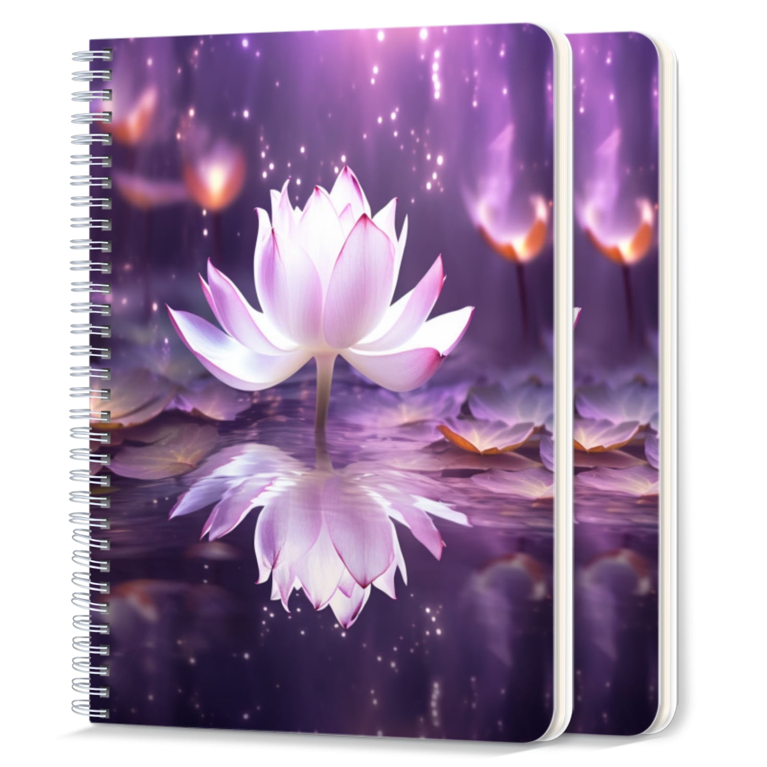 Spiral Notebook,College Ruled Journal,8.26" x 5.71" 50 Sheets/100 Pages,2 Pack - Beautiful Lotus ...