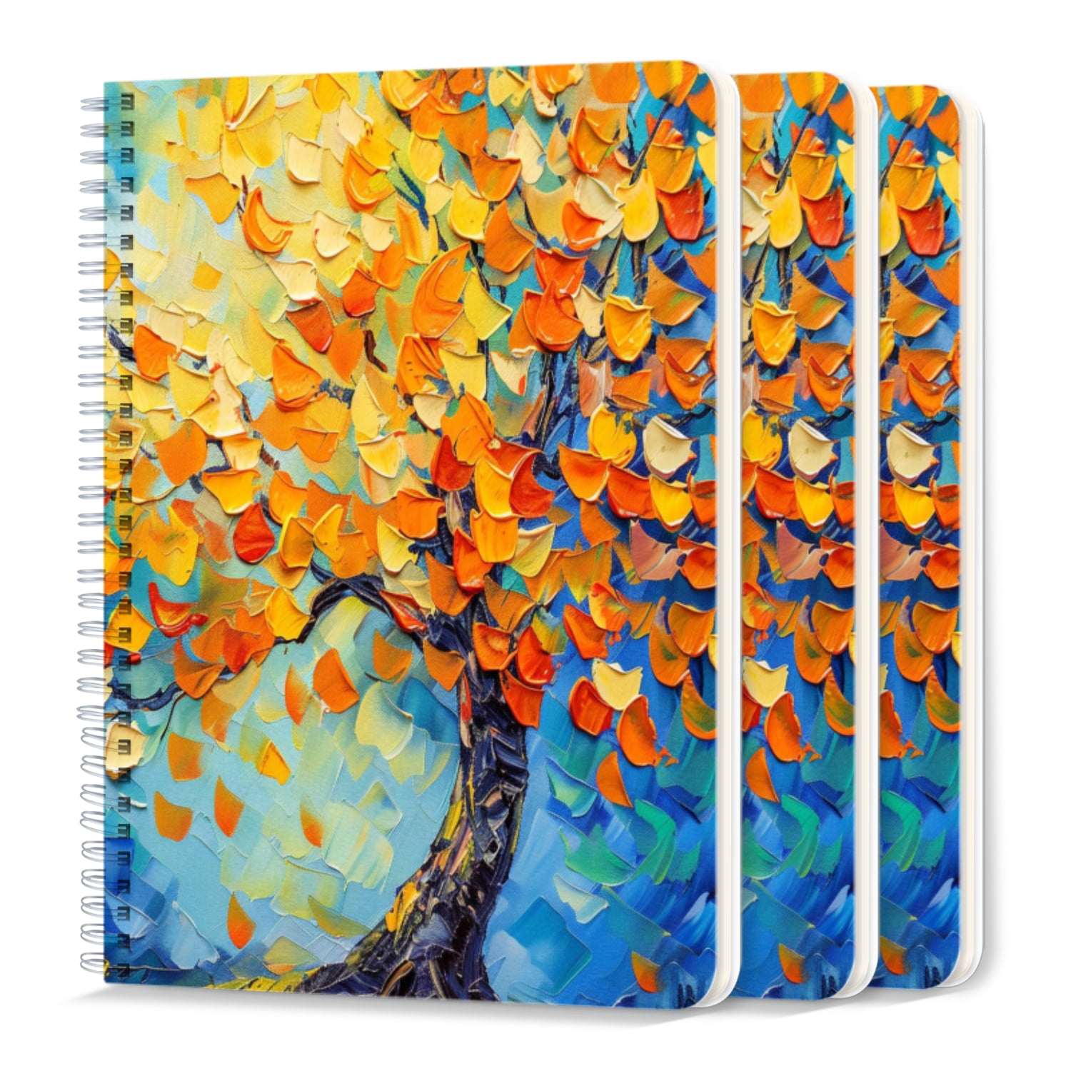 Spiral Notebook,College Ruled Journal,8.26" x 5.71" 50 Sheets/100 Pages,3 Pack - Autumn Tree ...